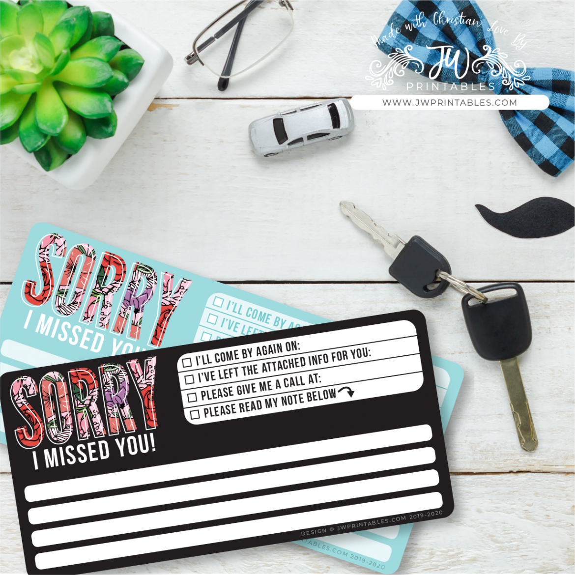 Sorry I Missed You Note Card - JW Printables