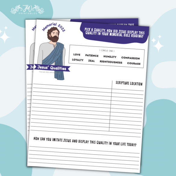 Memorial Bible Reading Jesus’ Qualities Sheet - JW Printables