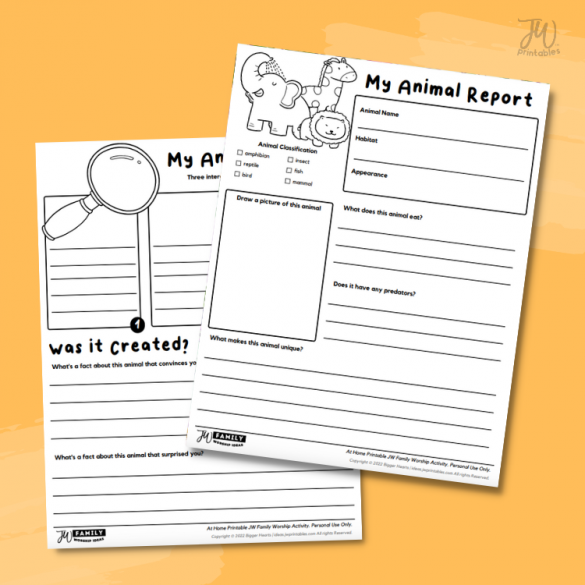 Creation Animal Report For Kids - JW Printables