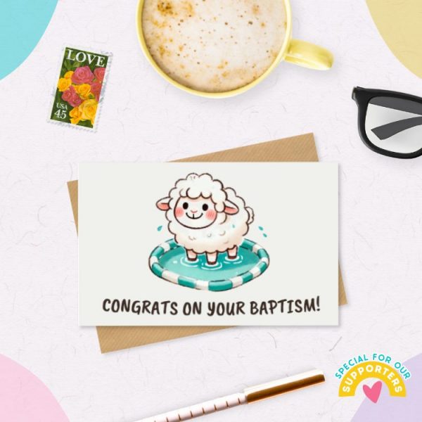 JW Greeting Card - Sheep Baptism Pool Congrats - JW Printables