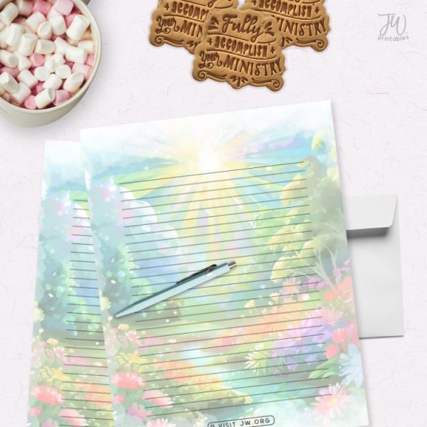 JW Letter Writing Stationery - Bright Morning Stream - JW Printables