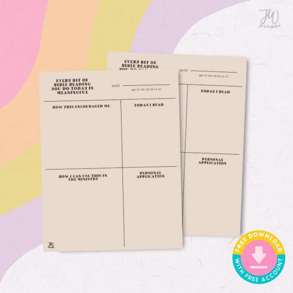 JW Printable Daily Bible Reading Note sheet - JW Printables