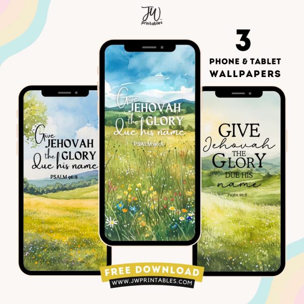 JW Free Printable - 2024 Year text Mobile Wallpapers | Watercolor Field ...