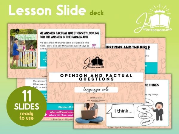 Opinion and Factual Questions | Lesson Slide Deck - JW Printables