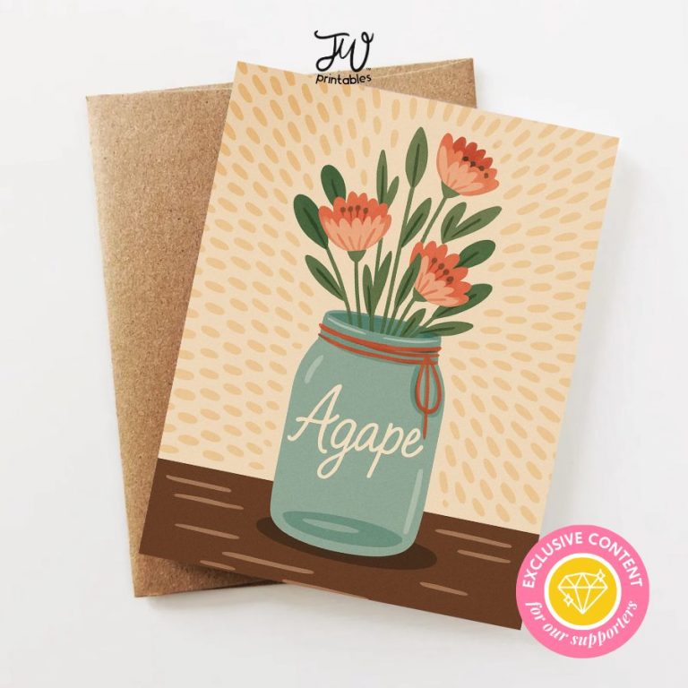 Agape Mason Jar Bouquet Card | JW Printable Greeting Card - JW Printables