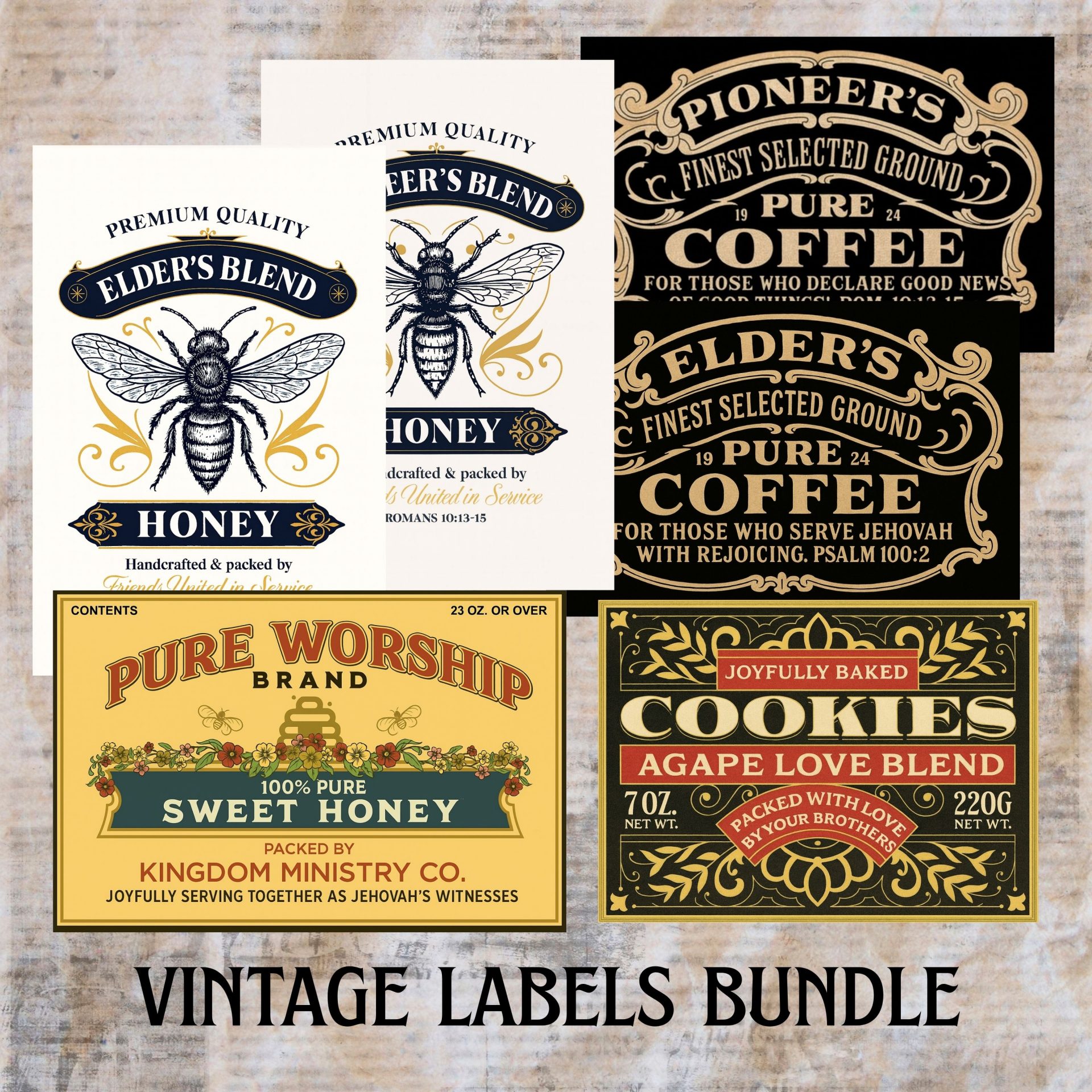 Vintage JW Labels Bundle - JW Printables