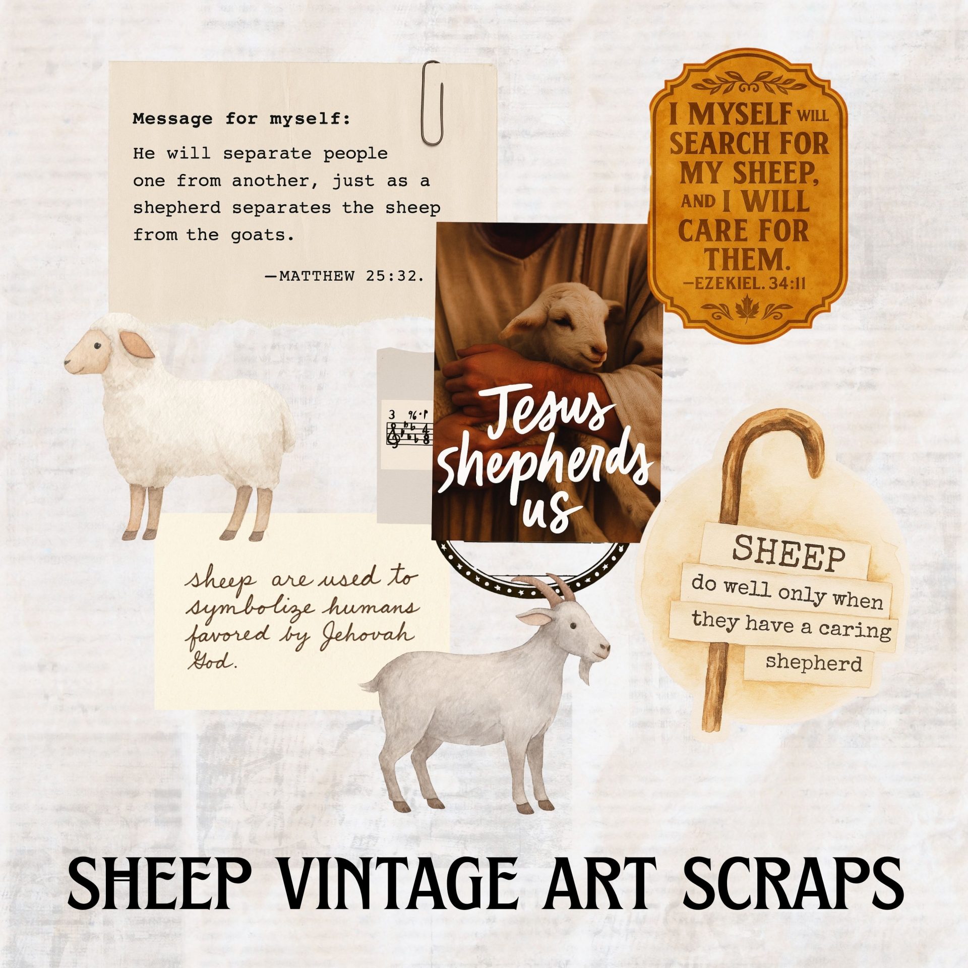 Sheep vintage art scraps | Jw Scrapbooking JW Printable • JW Printables