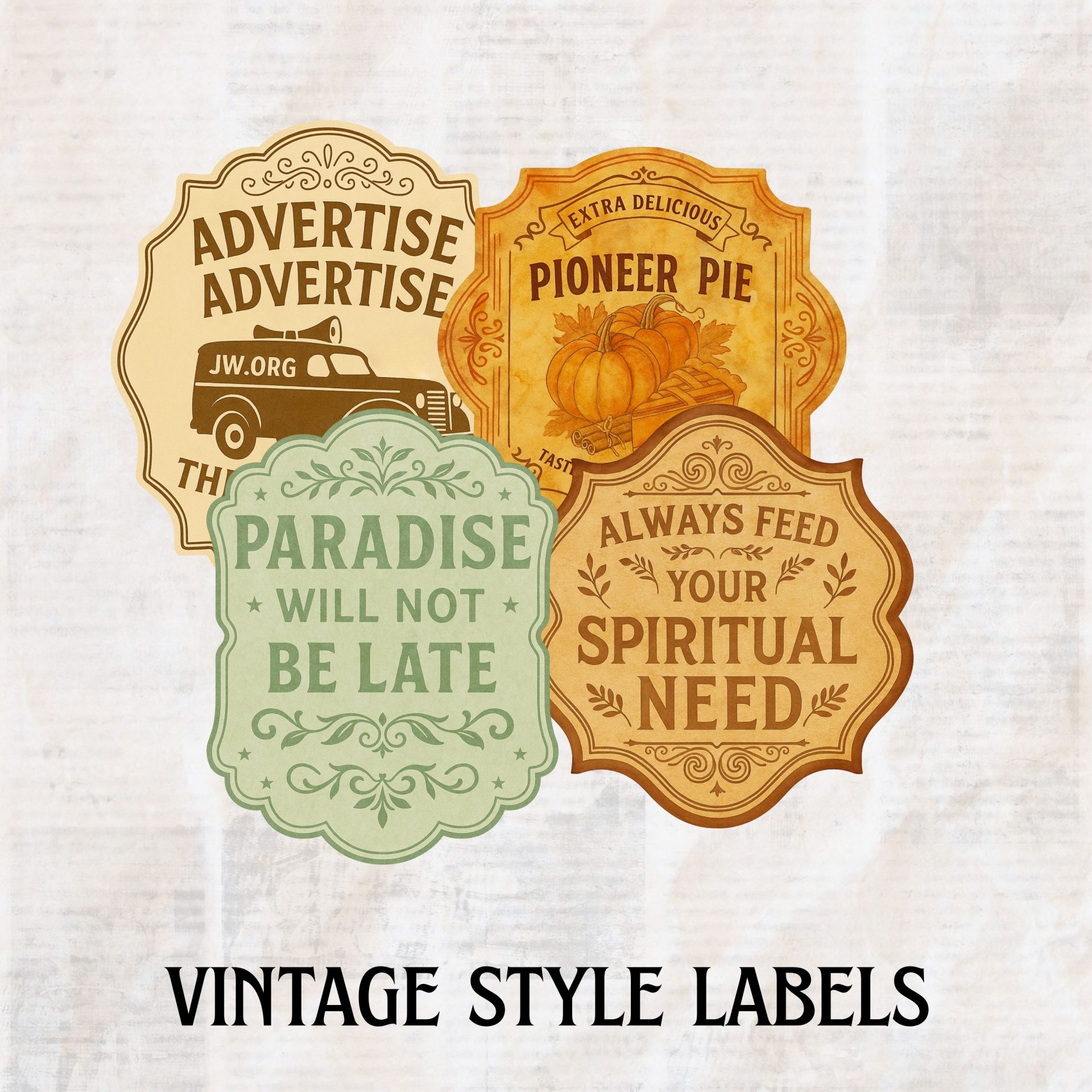 JW Vintage Style Labels - JW Printables