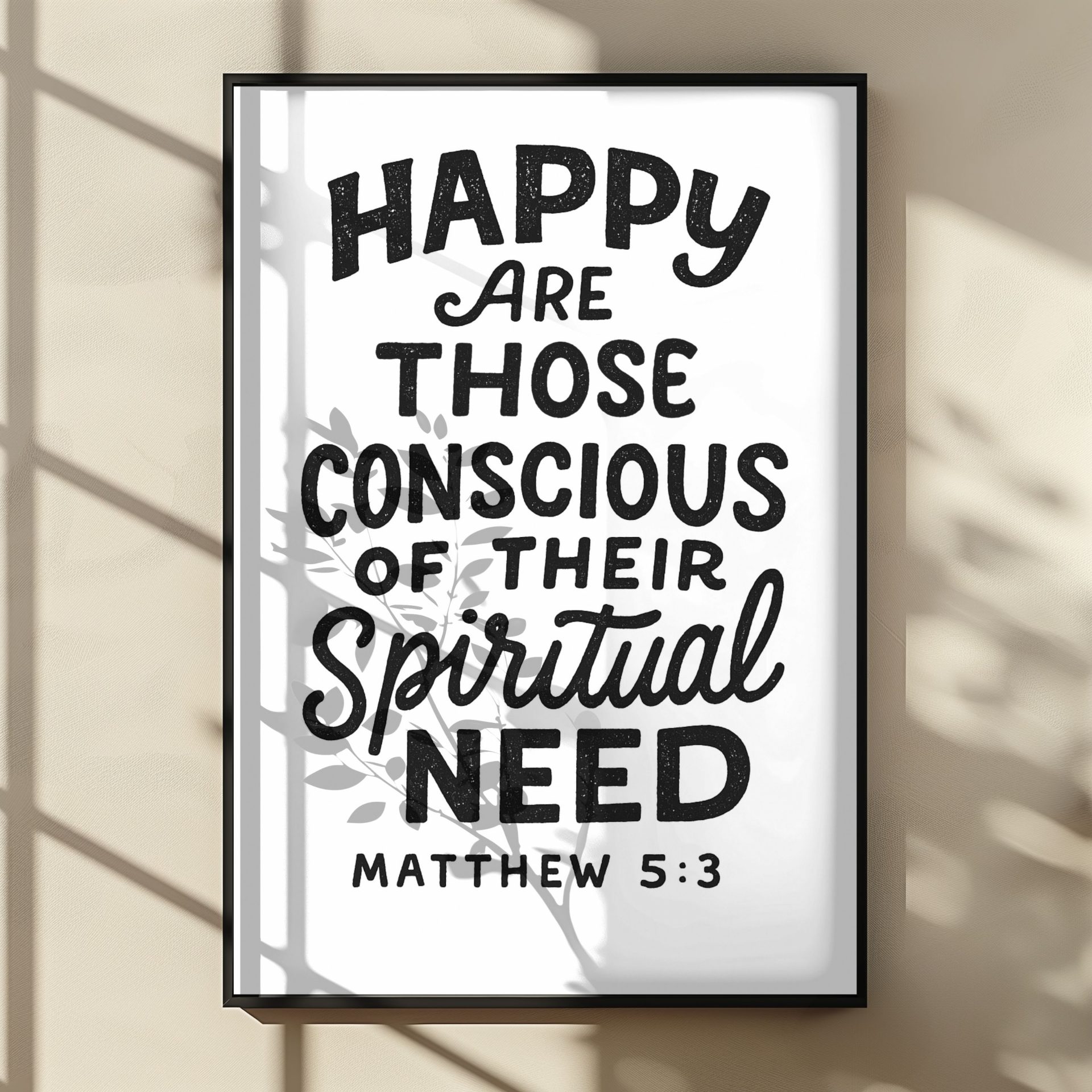 B&W JW Yeartext 2026 Poster | Scripture Wall Art | Matthew 5:3 - JW ...