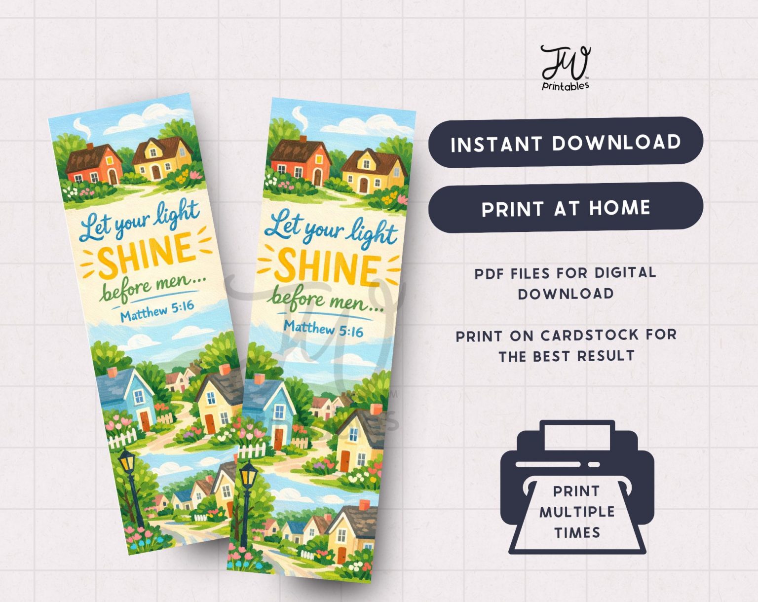 JW Bookmark Printable | Let Your Light Shine Matthew 5:16 - JW Printables