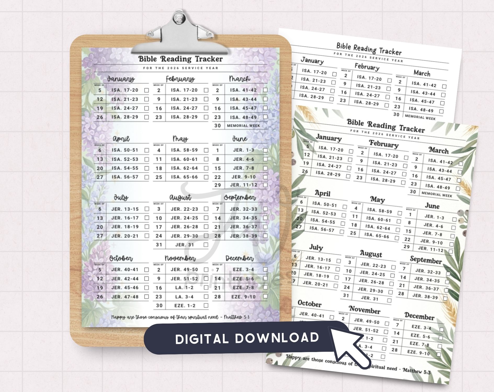 JW Bible Reading Tracker 2026 | 3 Designs - JW Printables