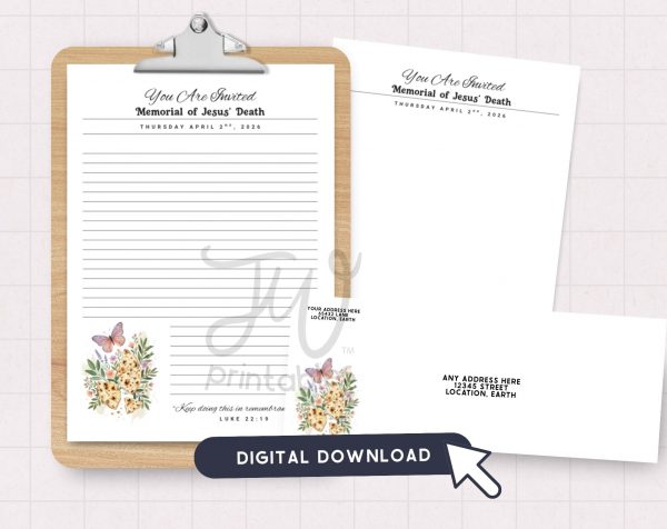 JW Memorial 2026 Letter Writing Set of 2 - Butterfly themed - JW Printables