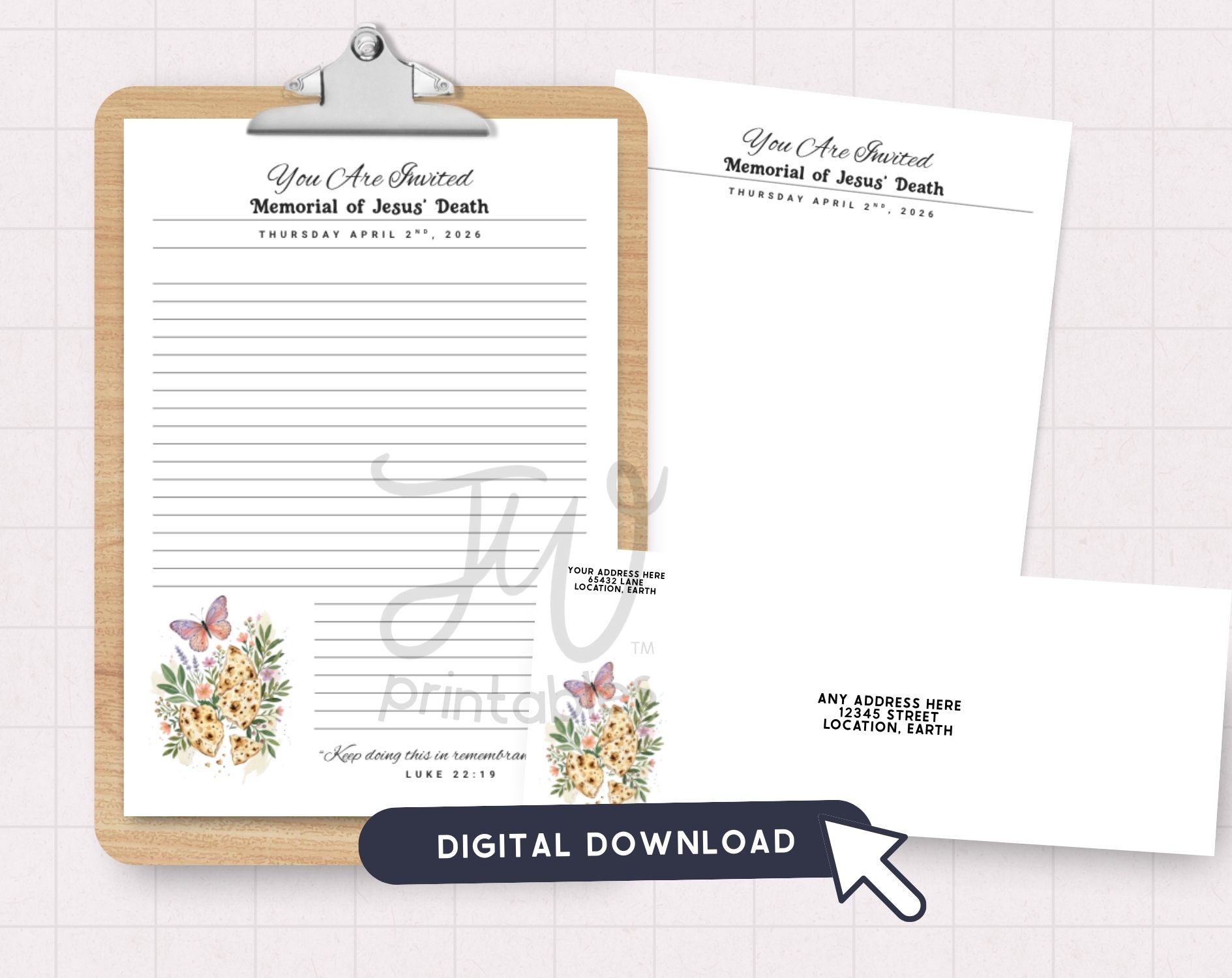 JW Memorial 2026 Letter Writing Set of 2 - Butterfly themed - JW Printables